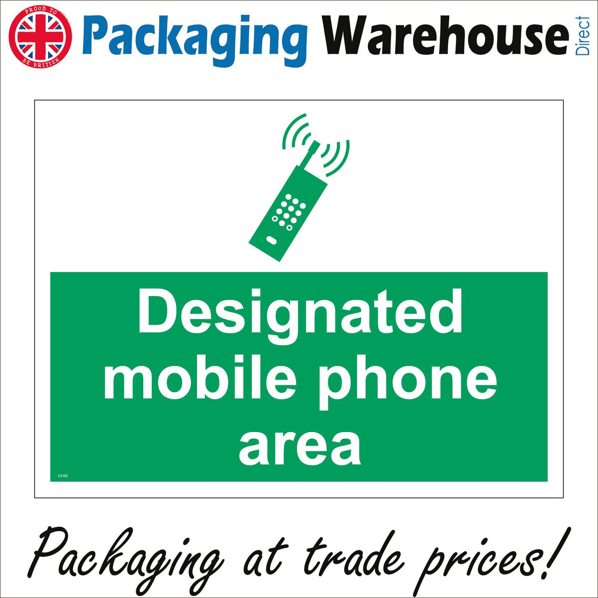 Designated Mobile Phone Area Sign with Mobile Phone – PWDirect