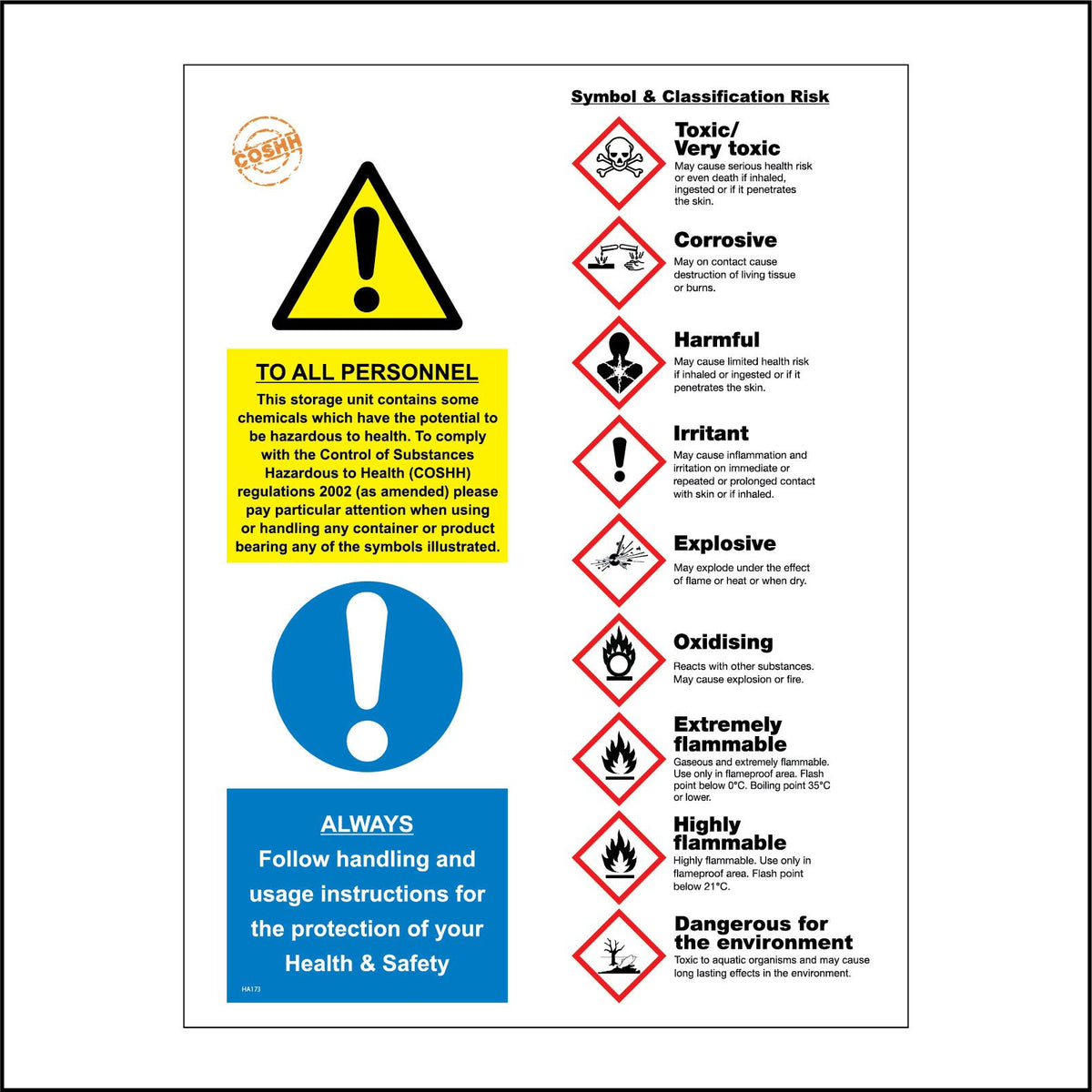 COSHH Symbol Classification Risk – PWDirect