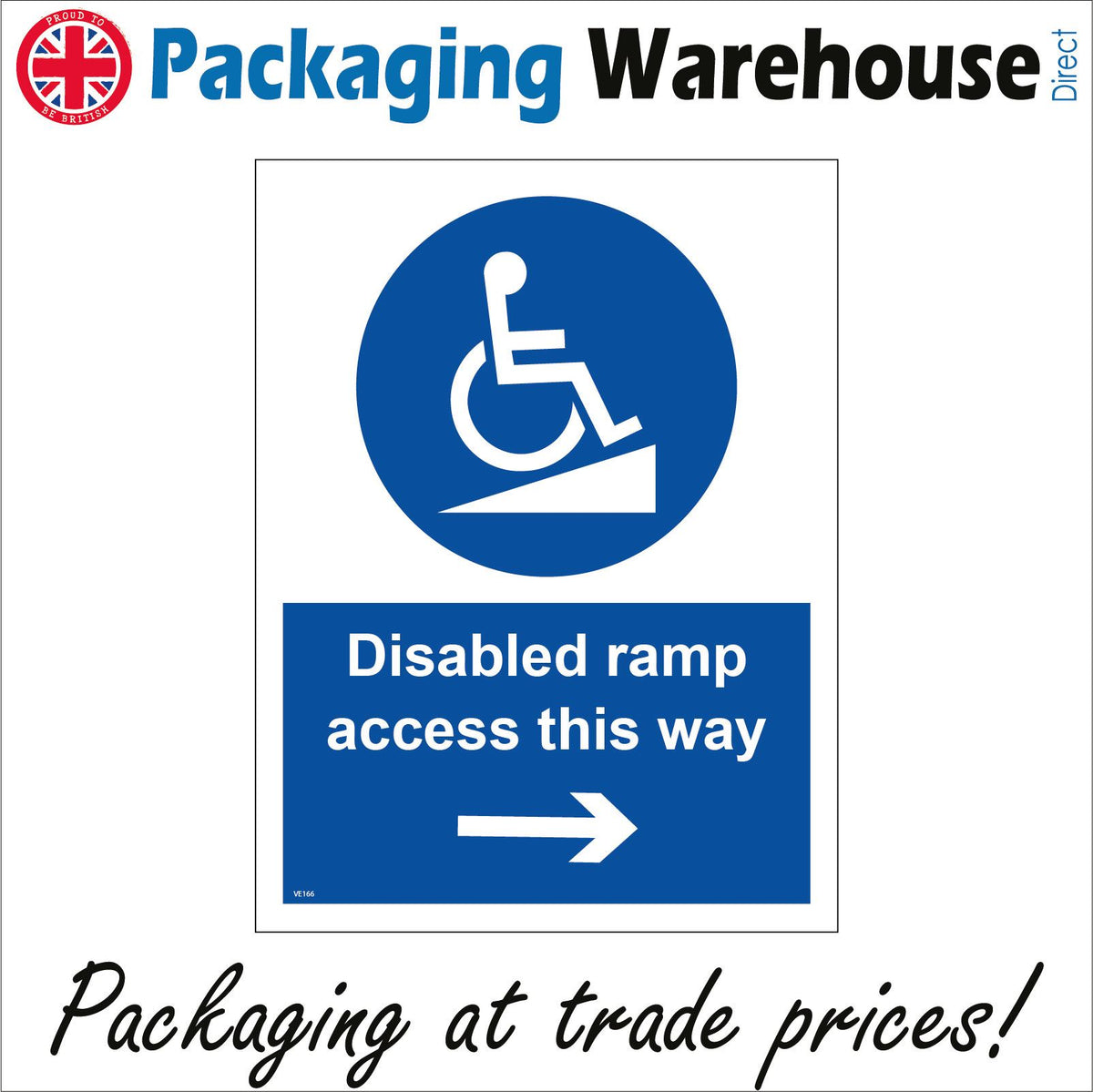 Disabled Ramp Access This Way Sign with Circle Wheelchair Person Arrow ...