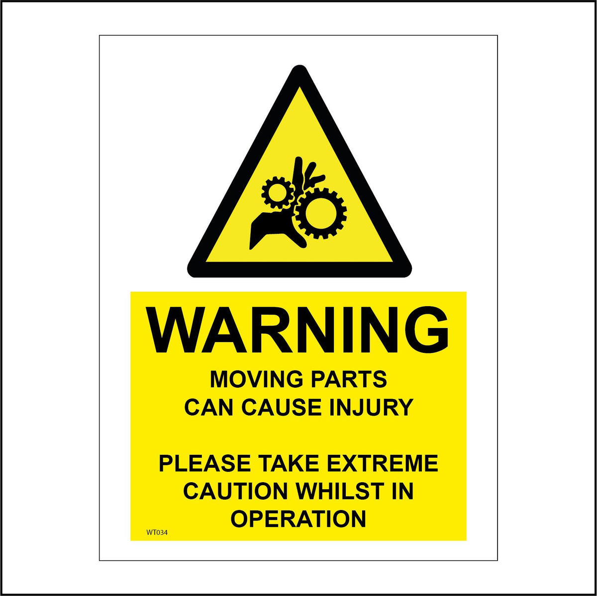 Warning Moving Parts Can Cause Injury Sign with Cogs Hand Fingers ...