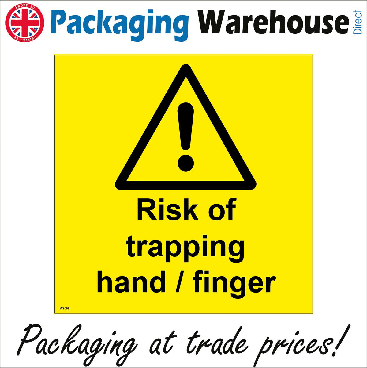 Risk Of Trapping Hand/Finger Sign with Triangle Exclamation Mark – PWDirect