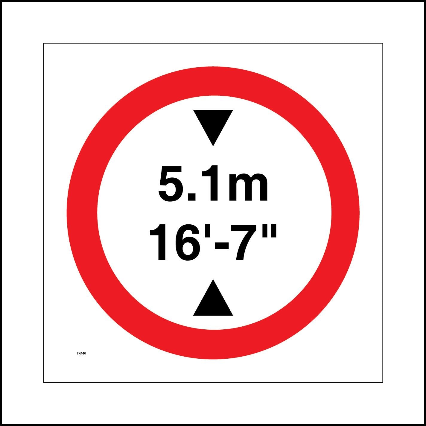 5.1M 16FT 7IN Height Restriction Overhead Limit Sign with Circle ...