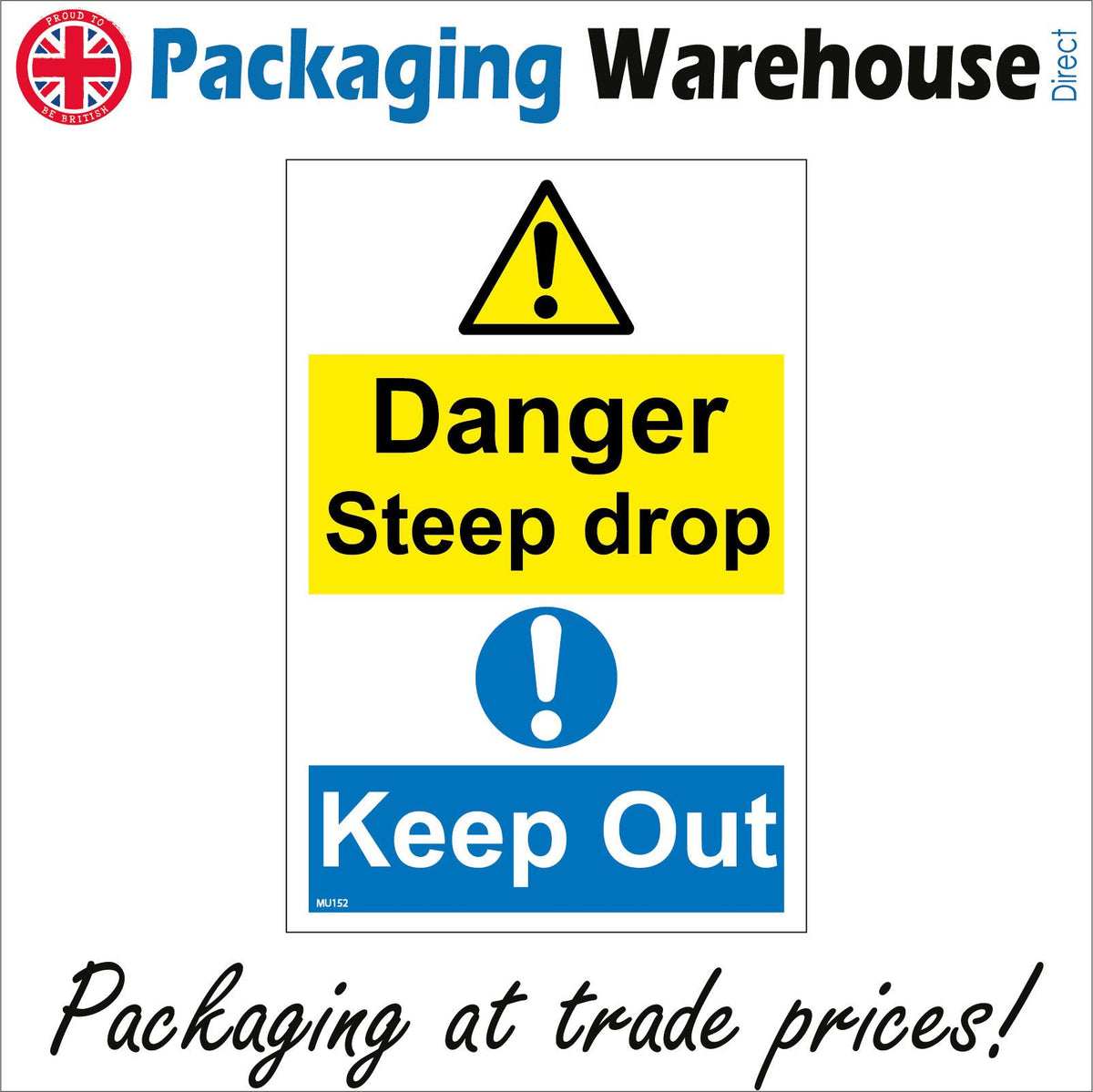 Danger Steep Drop Keep Out Sign with Triangle Exclamation Mark Circle ...