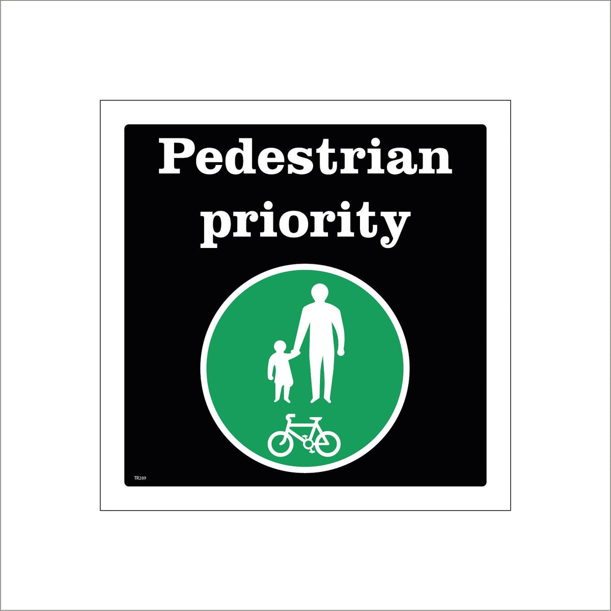 Pedestrian Priority Sign with Pedestrians Bicycle – PWDirect