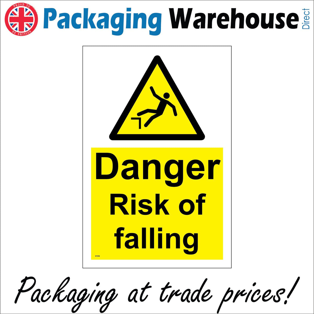 Danger Risk Of Falling Sign with Triangle Falling Person – PWDirect
