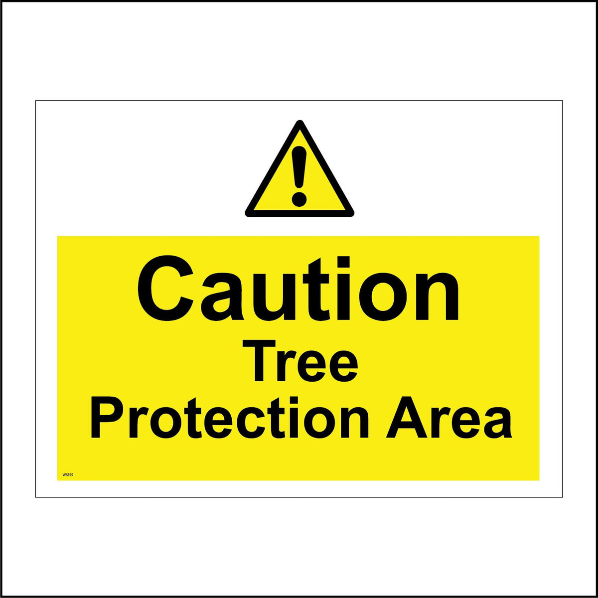 Caution Tree Protection Area Sign with Triangle Exclamation Mark – PWDirect