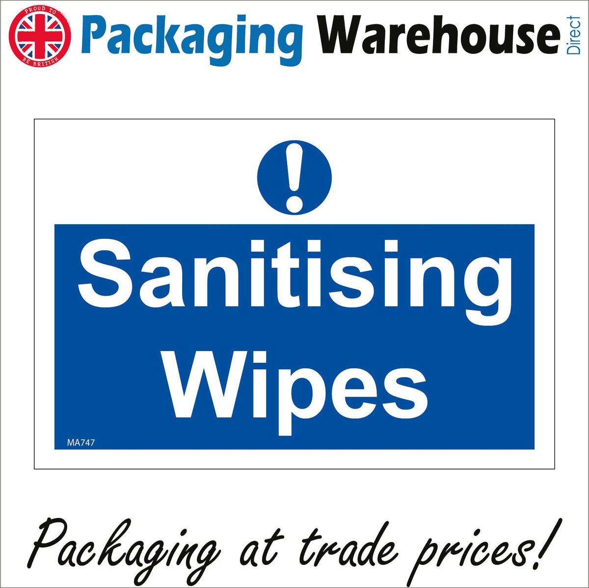 Sanitising Wipes Sign with Circle Exclamation Mark – PWDirect