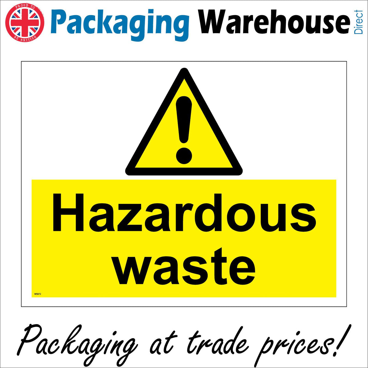 Hazardous Waste Sign with Triangle Exclamation Mark – PWDirect