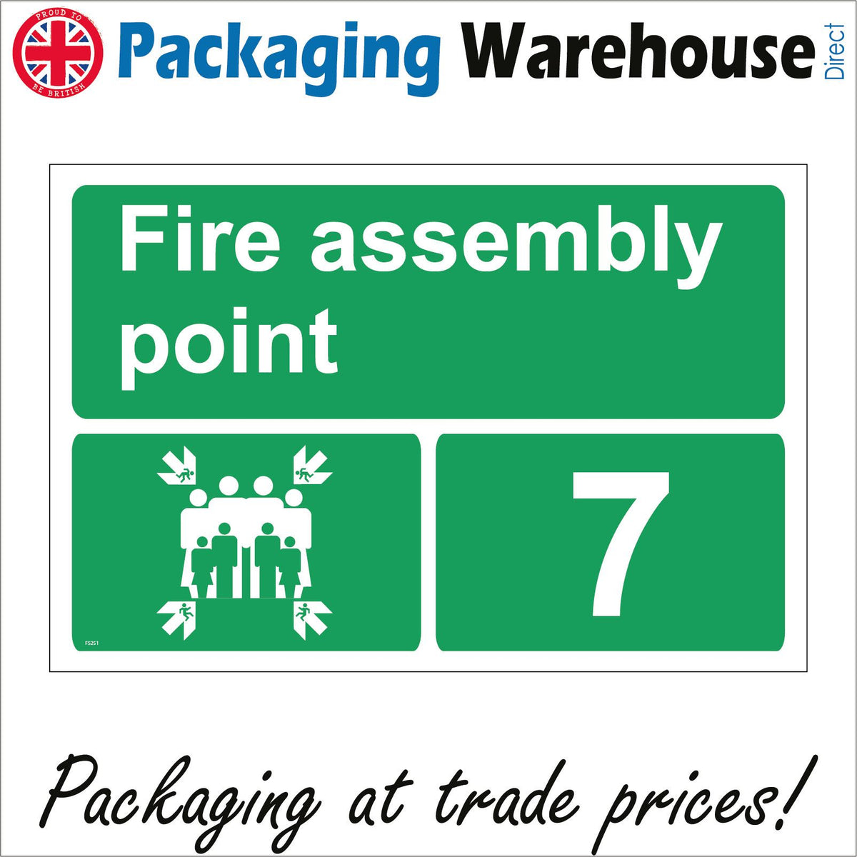 Fire Assembly Point 7 Sign with Arrows People Number 7 – PWDirect
