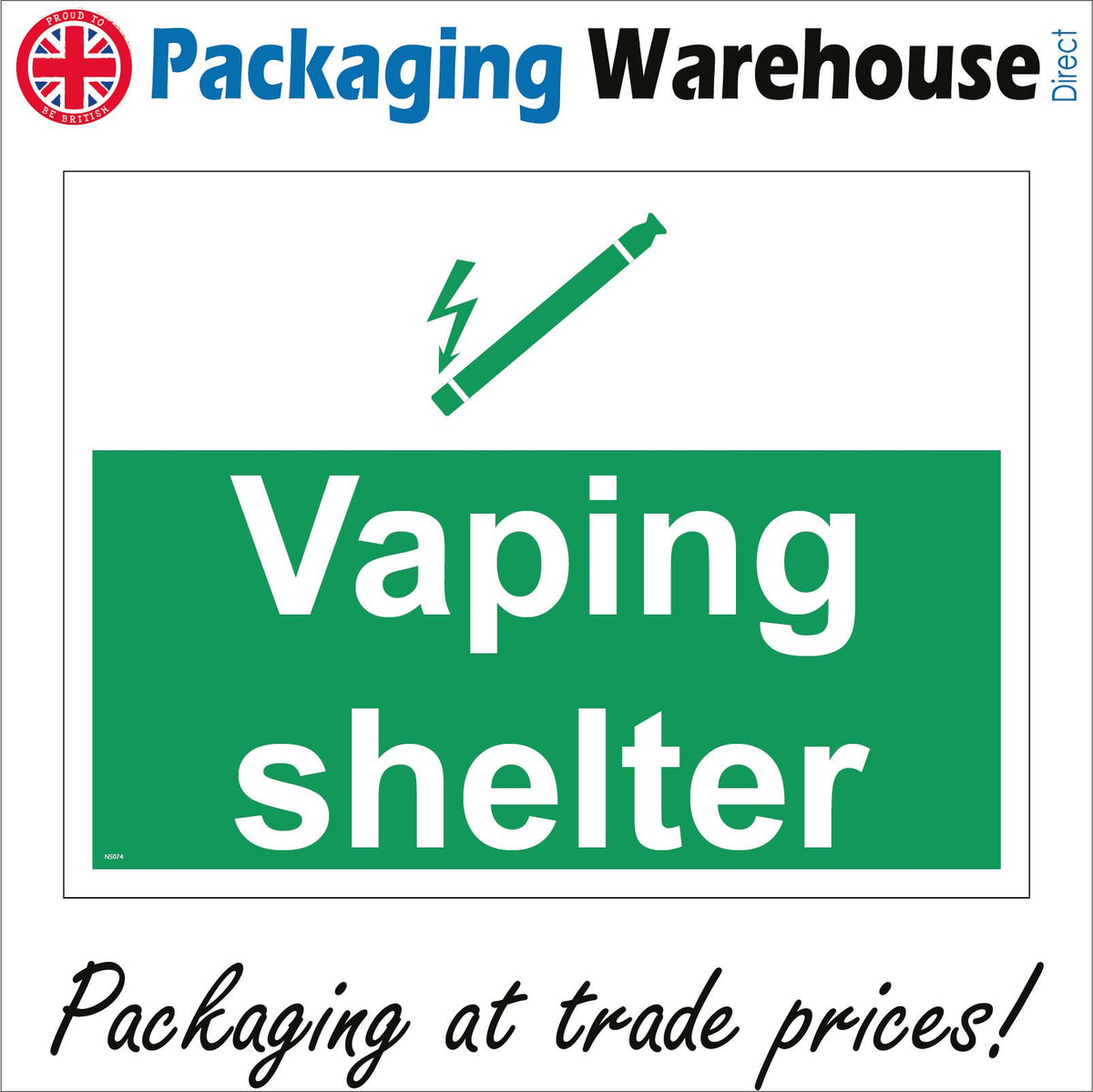 Vaping Shelter Sign with E-Cigarette Lightning Bolt – PWDirect