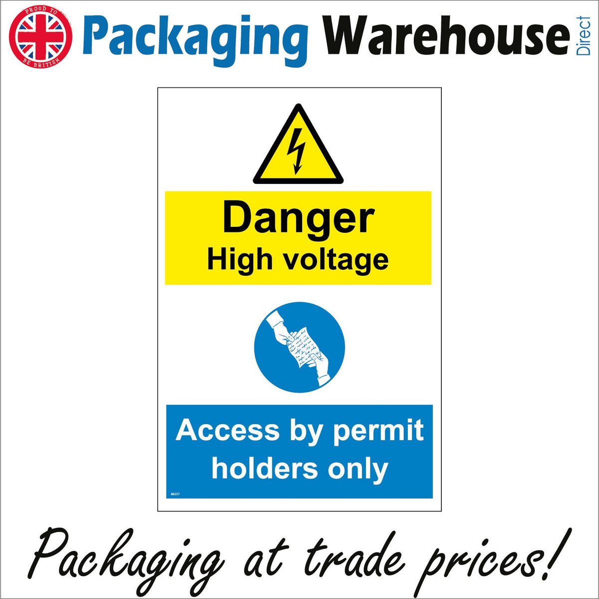 Danger High Voltage Access By Permit Holders Only Sign with Triangle ...