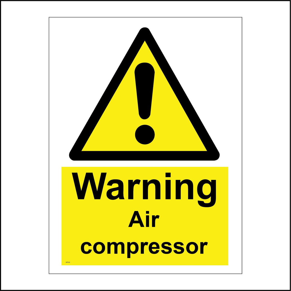 Warning Air Compressor Sign with Exclamation Mark – PWDirect