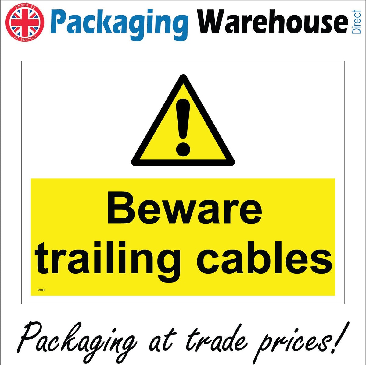 Beware Trailing Cables Sign with Triangle Exclamation Mark – PWDirect