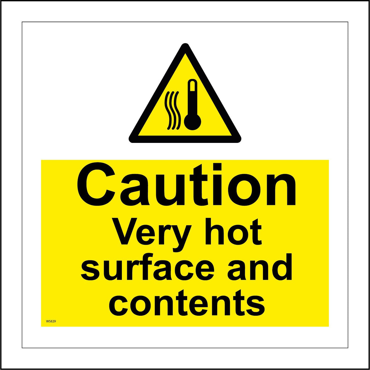 Caution Very Hot Surface And Contents Sign with Triangle Thermometer 3 ...