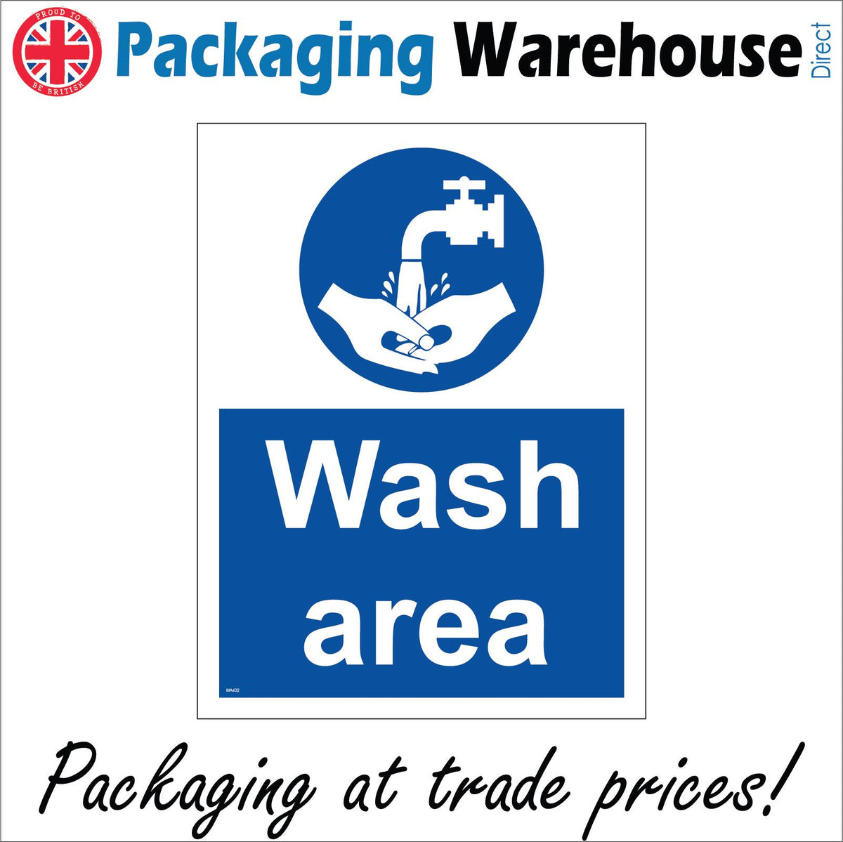 Wash Area Sign with Circle Hands Tap – PWDirect