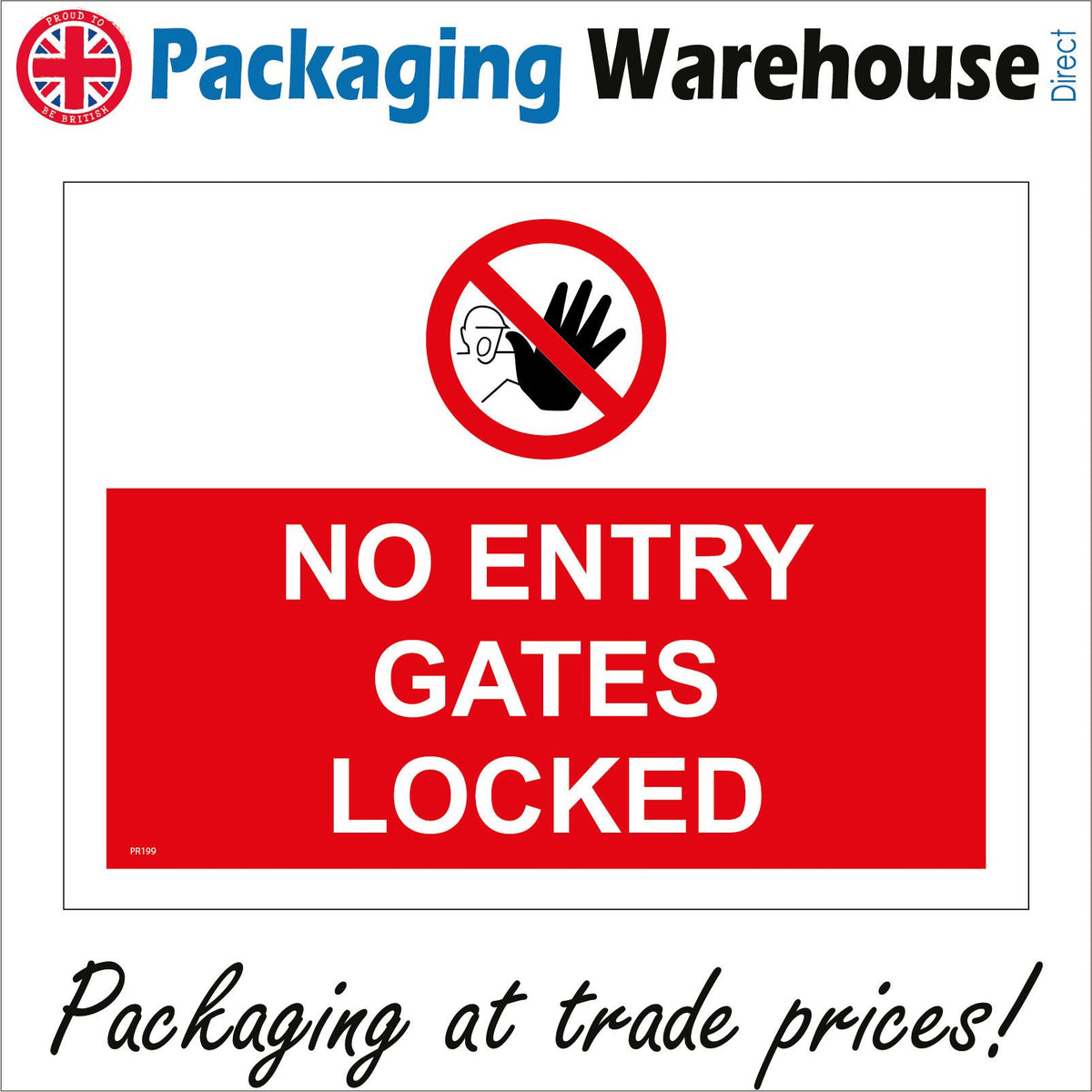 No Entry Gates Locked Sign with Circle Hand Face Triangle Exclamation ...