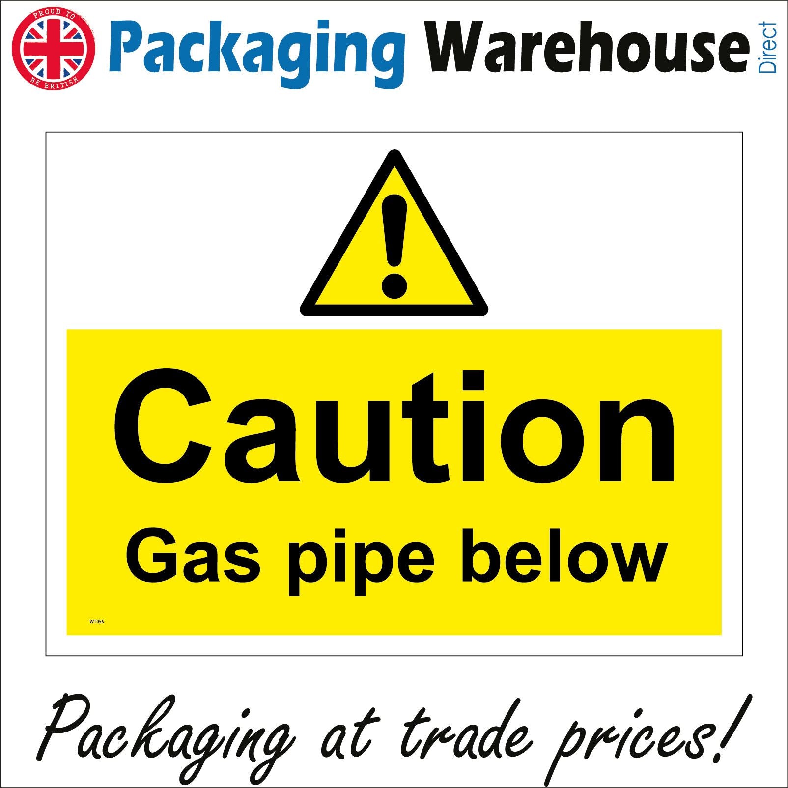Caution Gas Pipe Below Sign with Triangle Exclamation Mark – PWDirect